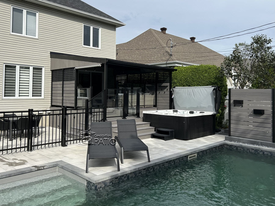 Patio sur mesure Montréal, gazebo, pergola, cèdre rouge, bois traité ...