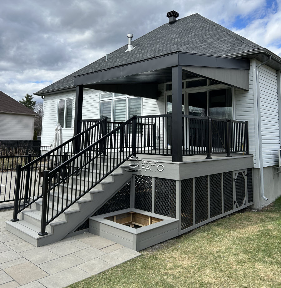 Patio sur mesure Montréal, gazebo, pergola, cèdre rouge, bois traité ...